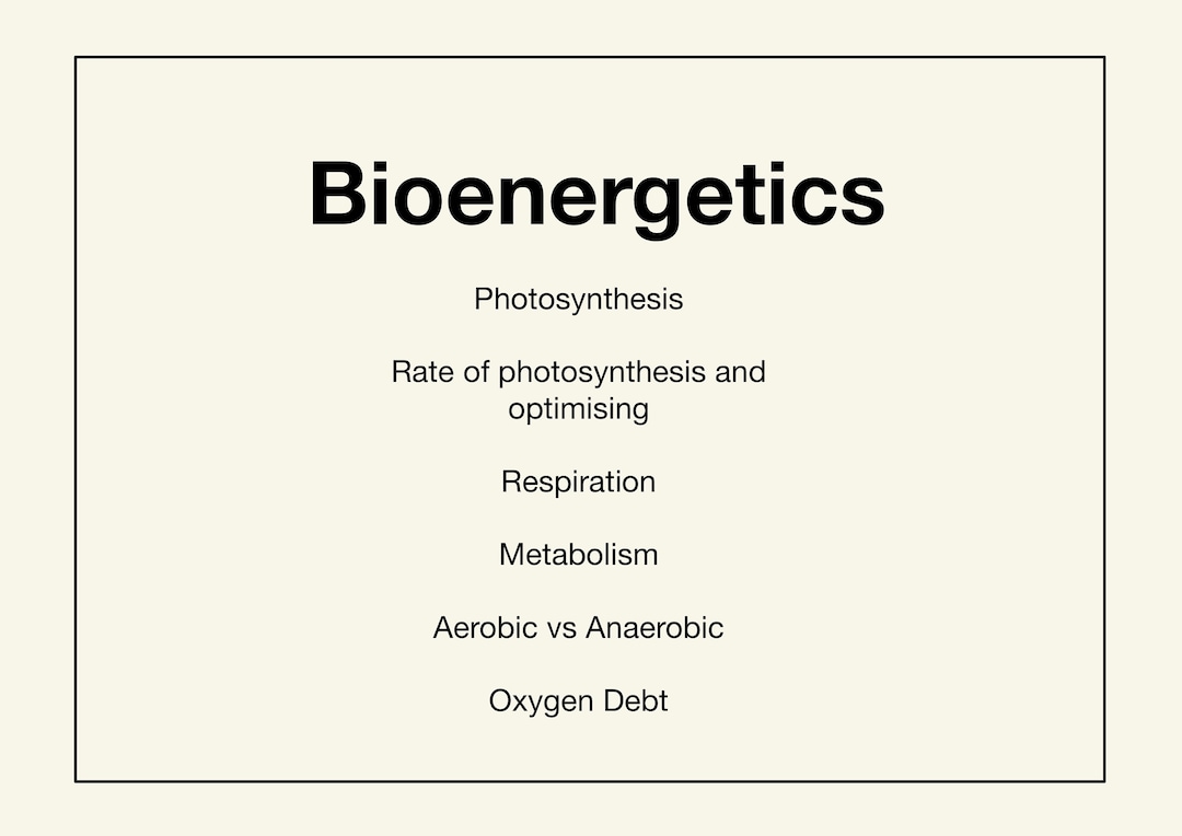 GCSE Biology Topic 4 Revision Notes Bioenergetics - Etsy