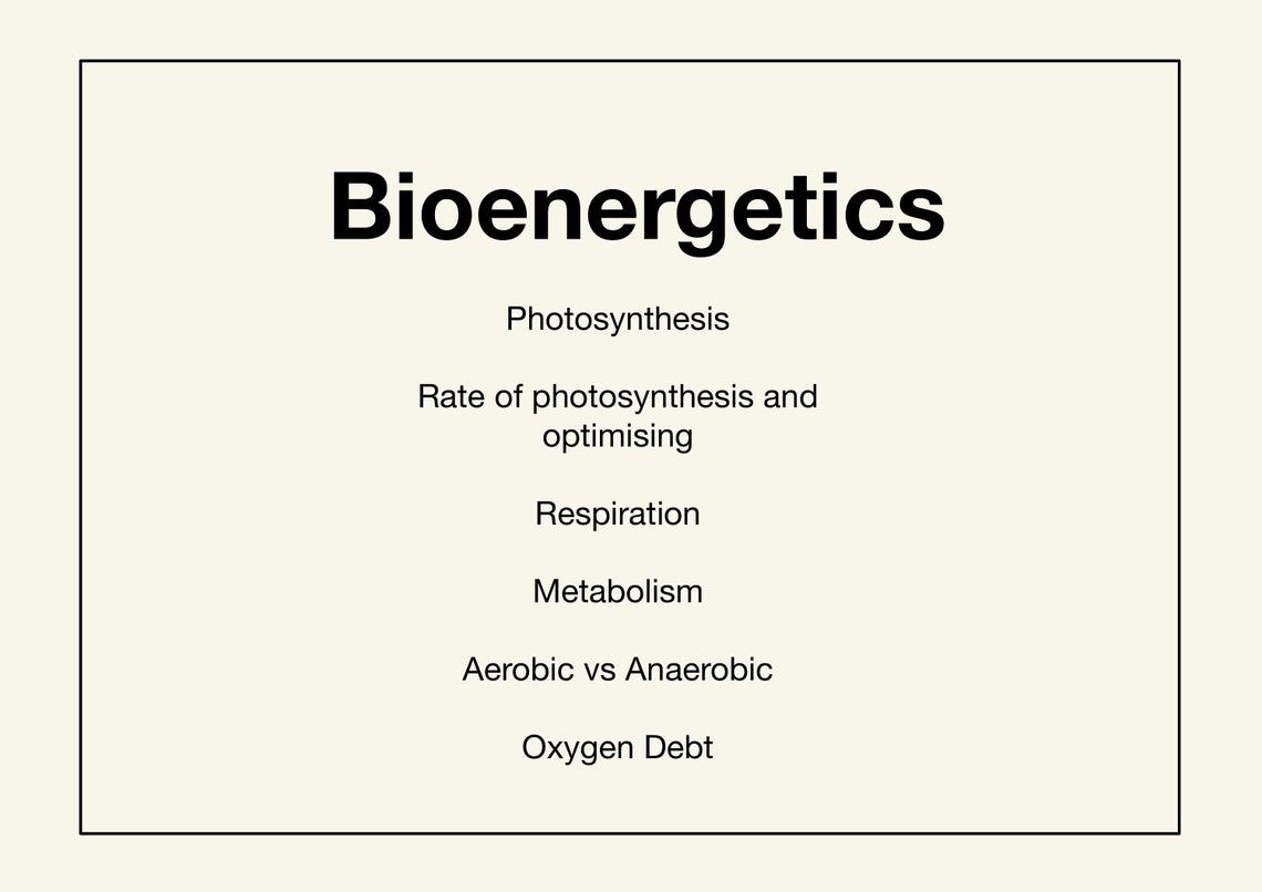 GCSE Biology Topic 4 Revision Notes Bioenergetics - Etsy