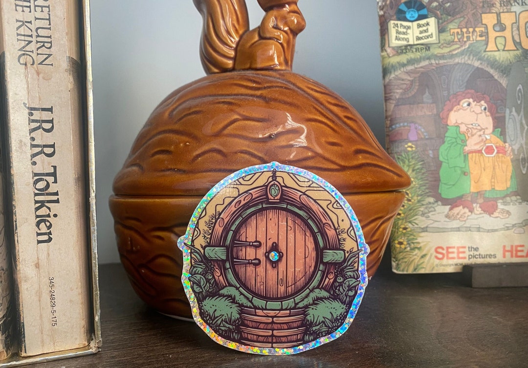 Pink Hobbitcore Waterproof Glitter Vinyl Sticker, Round Hobbit Door ...