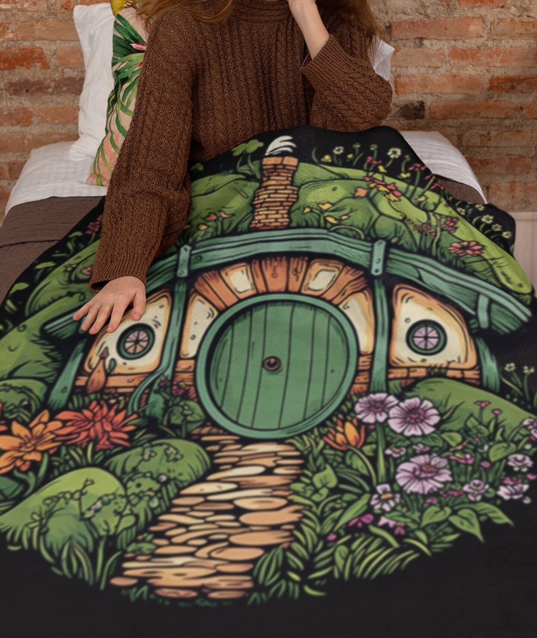 The Shire Sherpa Fleece Blanket, Hobbitcore Book Blanket, Throw Blanket ...