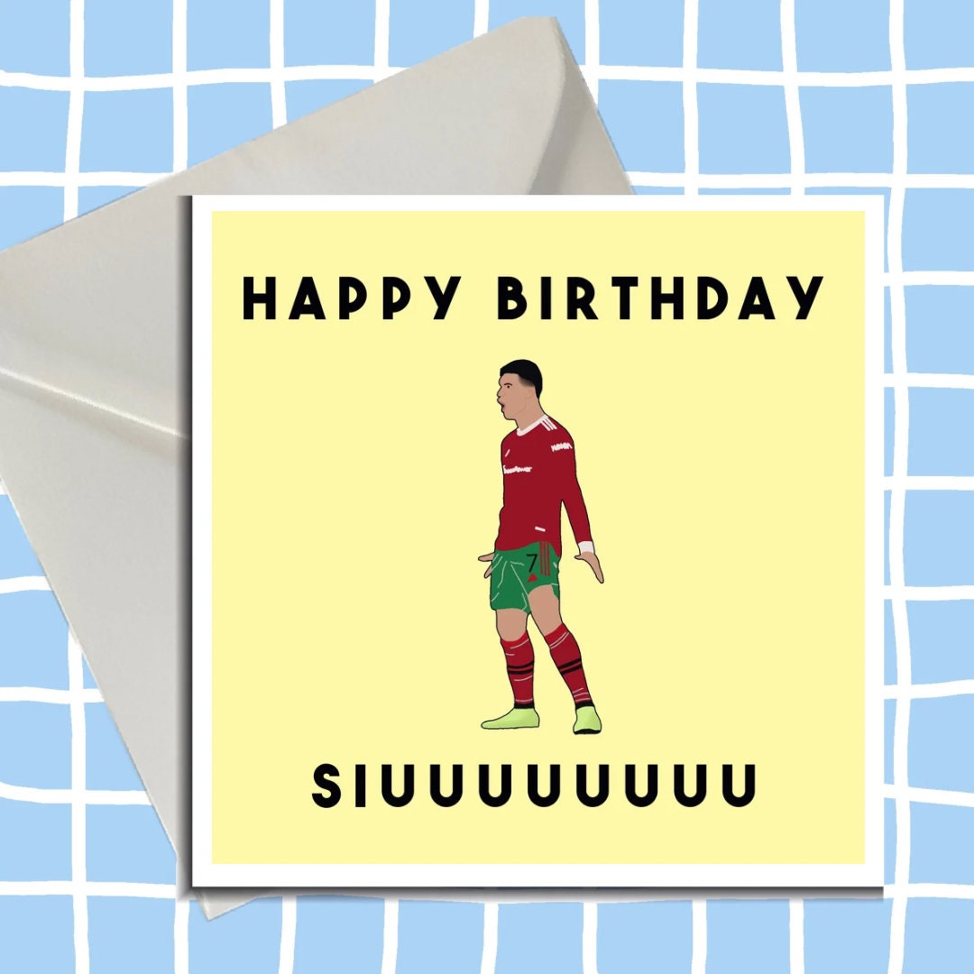 Cristiano Ronaldo Birthday Card, Football, Birthday Card, Blank Card ...