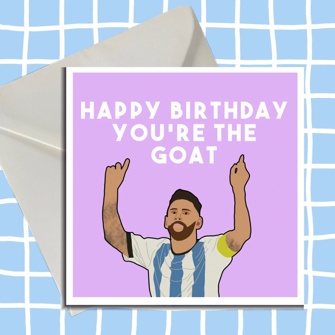 Lionel Messi Birthday Card, Football, Birthday Card, Blank Card, Funny ...