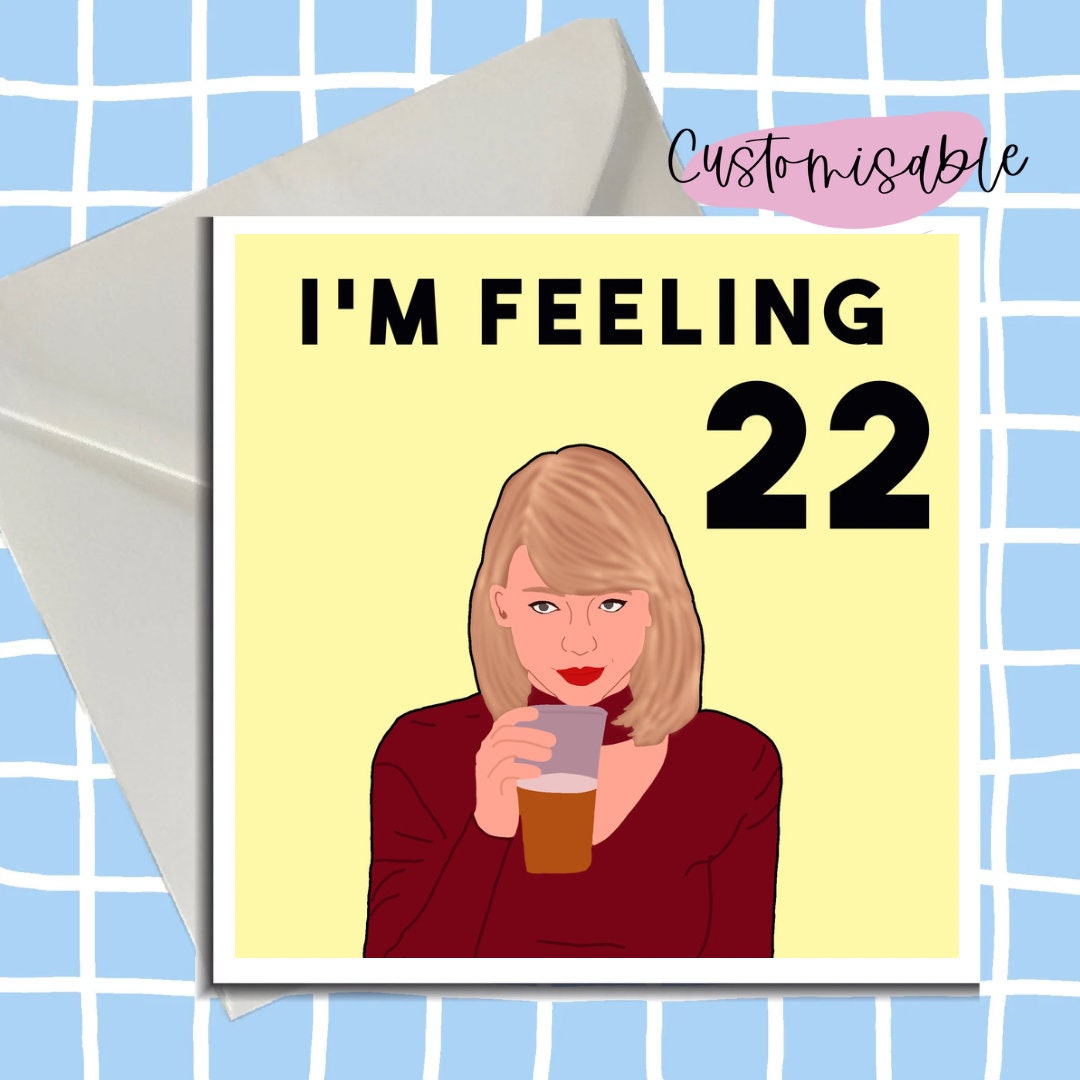 Customisable Taylor Swift Birthday Card, Any Age, Swifty, Blank Card ...