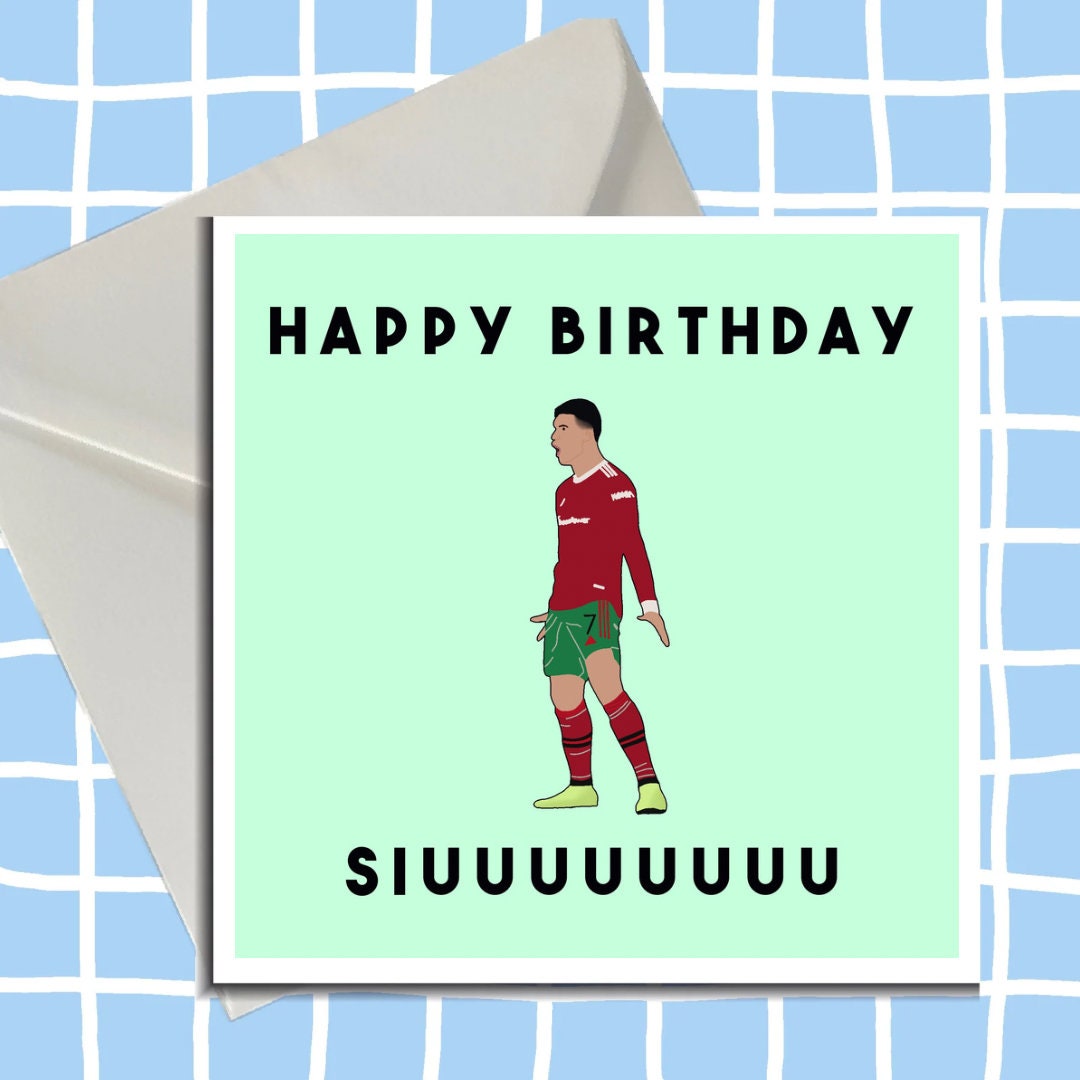 Cristiano Ronaldo Birthday Card, Football, Birthday Card, Blank Card ...