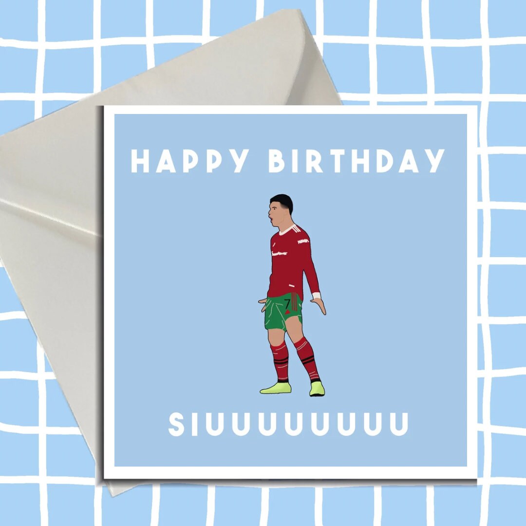 Cristiano Ronaldo Birthday Card, Football, Birthday Card, Blank Card ...