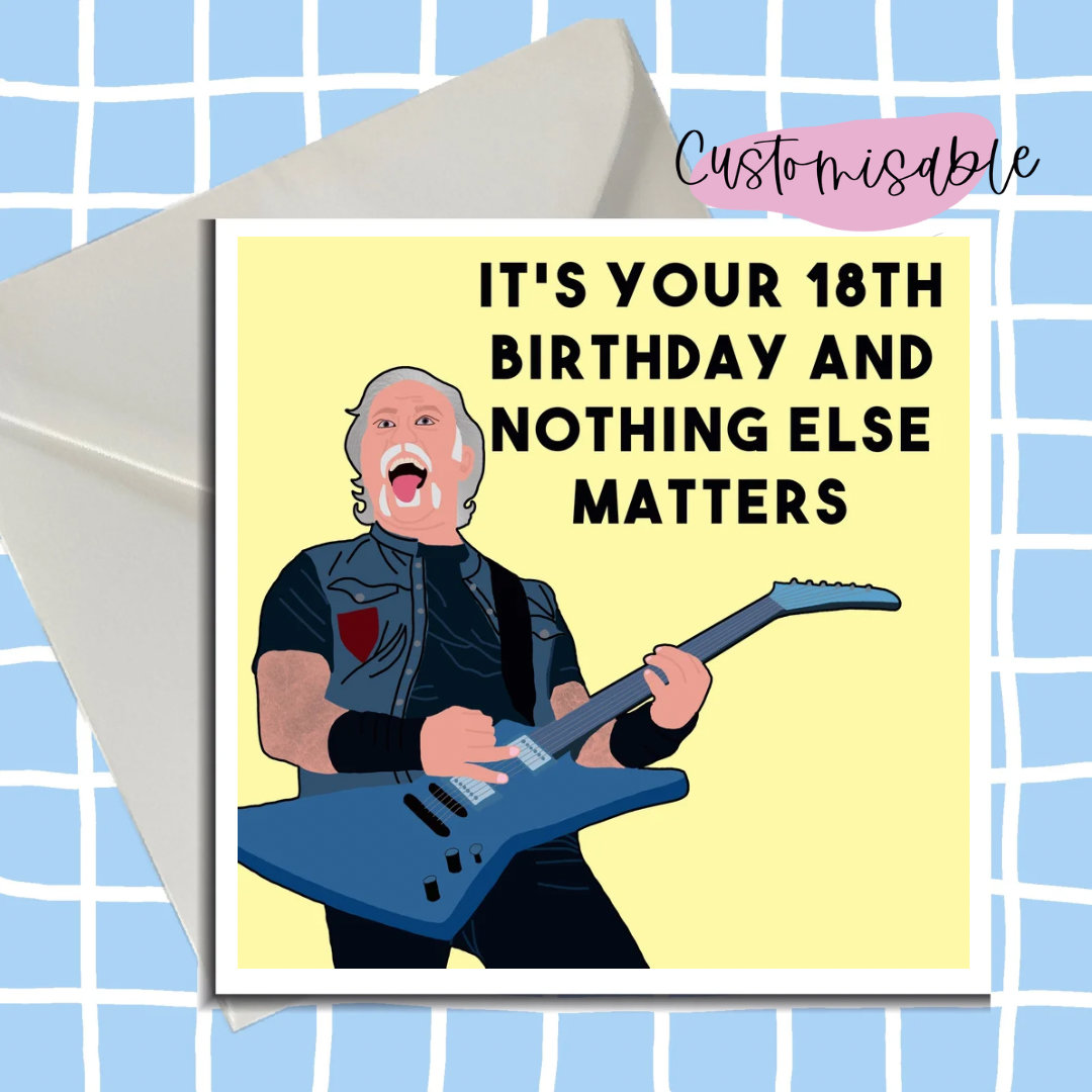 James Hetfield Birthday Card, Personalised Age, Birthday Card, Blank ...