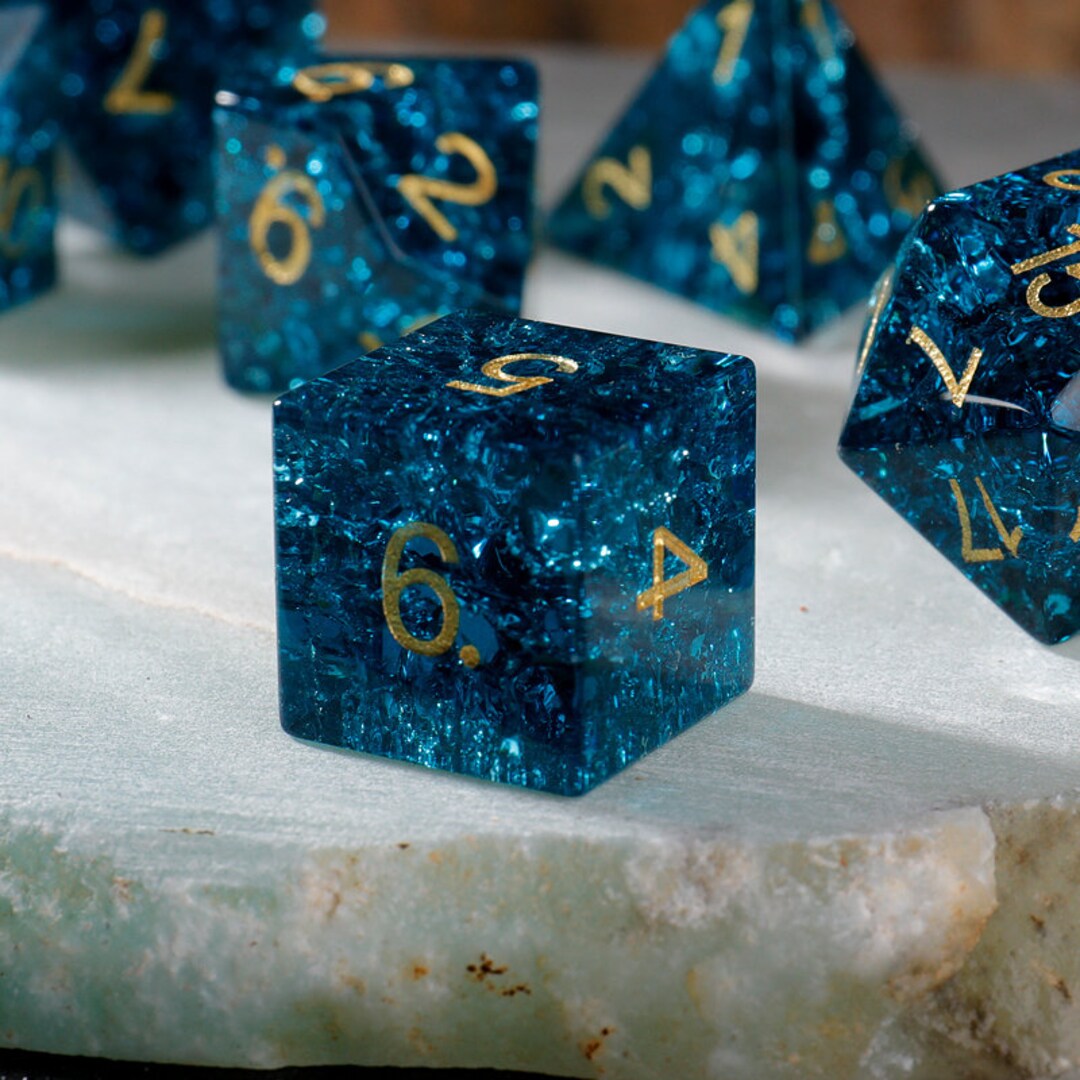 K9 Glass Ocean Blue Blast Dice Set | D&D Dice Gift Set | 7 Piece ...