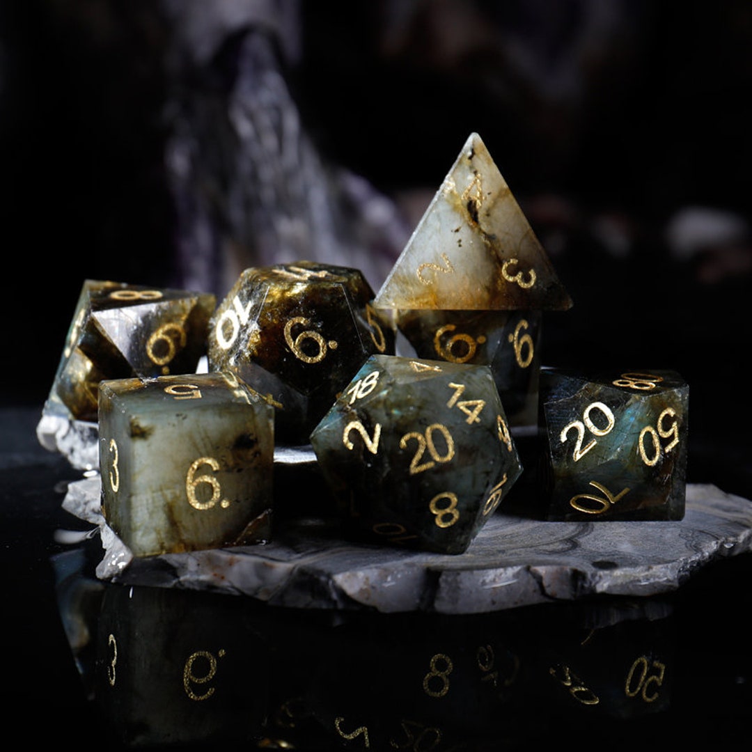 Blue Labradorite Gemstone Dice Polyhedral Dice DND Set - Etsy