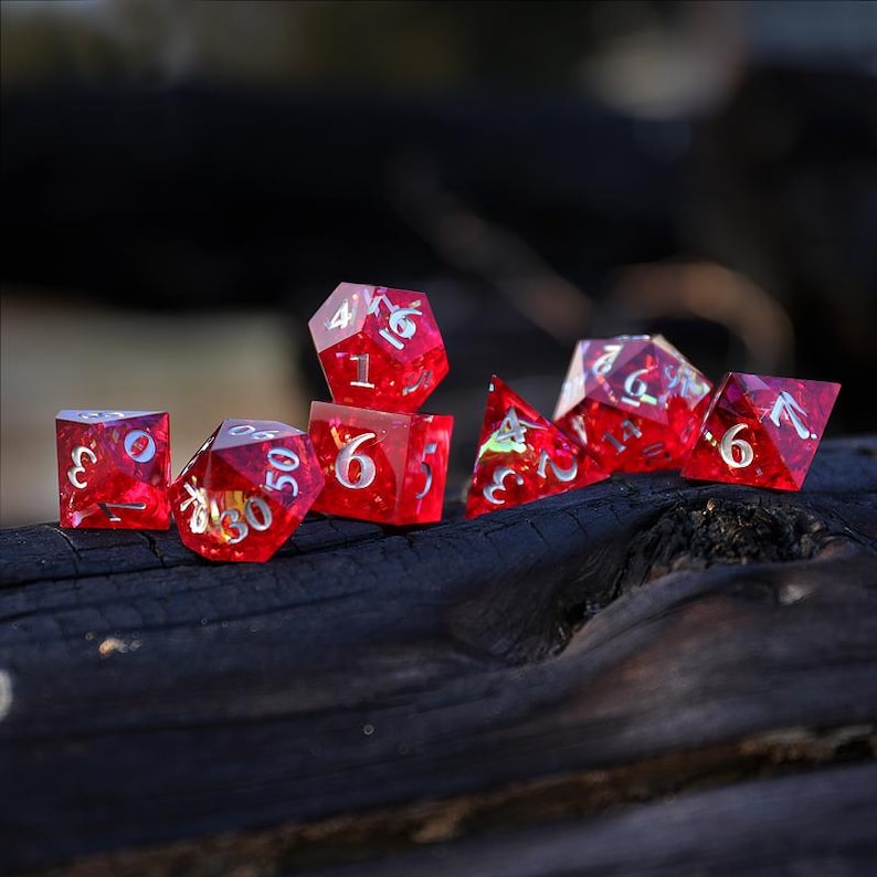 Sharp Edge Resin 7 Pc Red Dice | Dungeons & Dragons, Pathfinder Etc ...