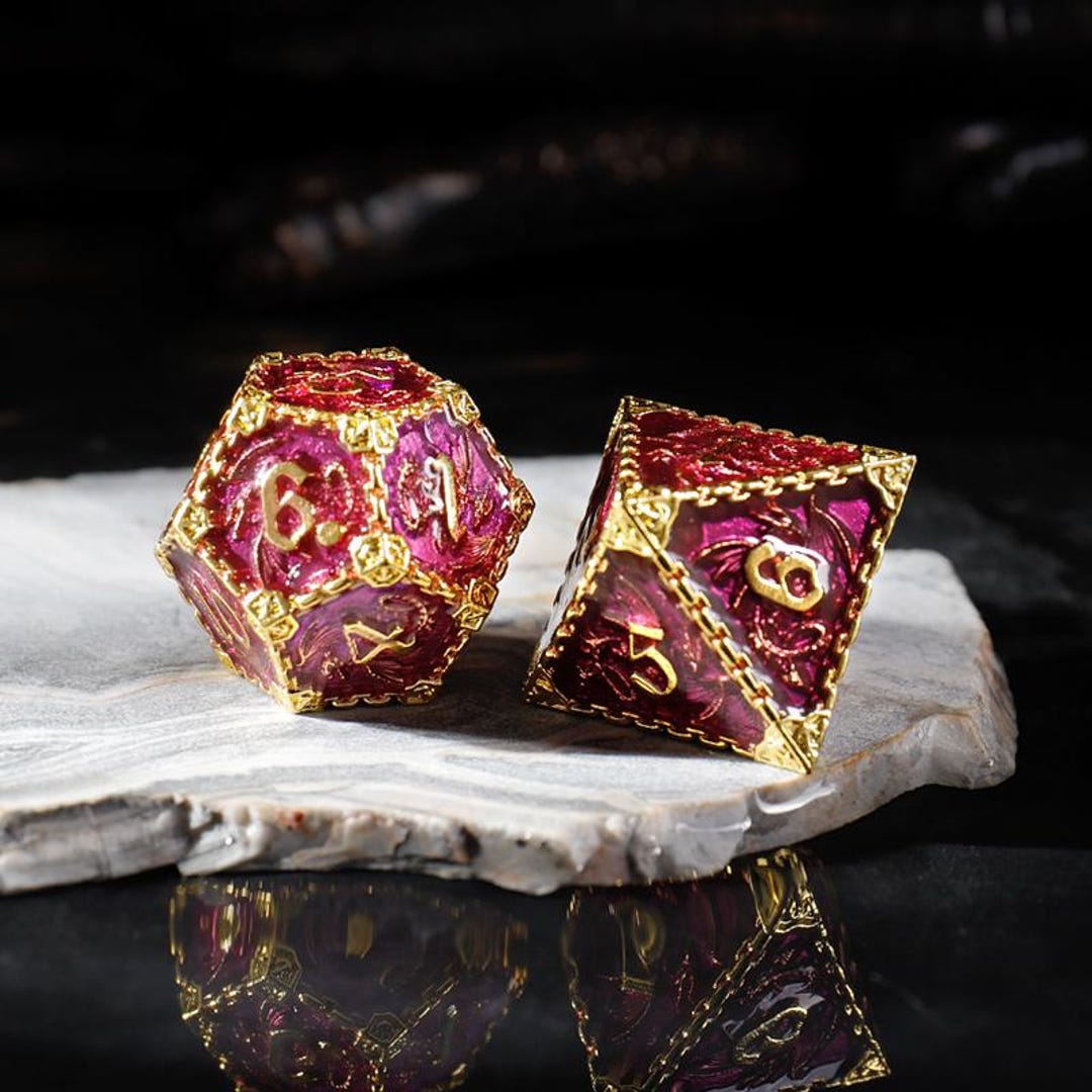 Dragon Dreams Copper Red Metal Dice Set | Copper Green | 7 Piece Gift ...