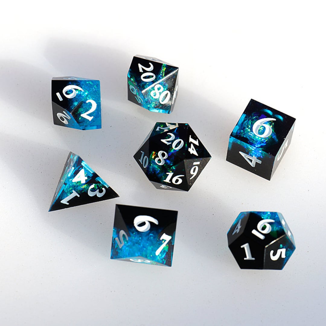 Resin Dungeons and Dragons Dual Color Dice Set /handmade Sharp Edge ...