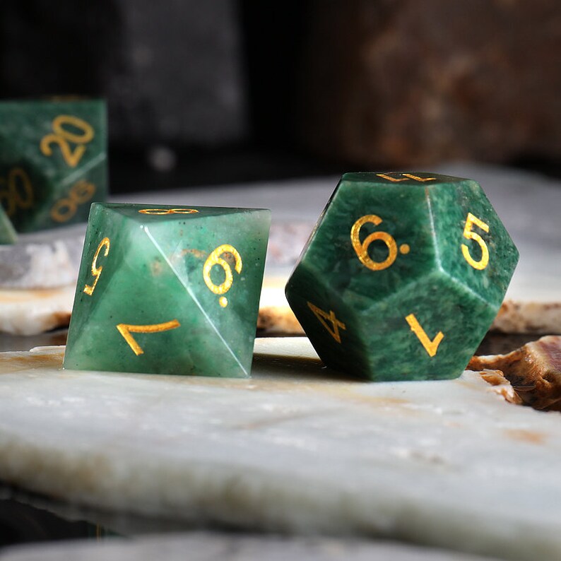 African Jade Dnd Dice Set | 7-piece Gemstone RPG Dice - Etsy