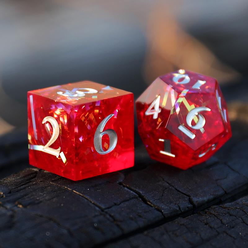 Sharp Edge Resin 7 Pc Red Dice | Dungeons & Dragons, Pathfinder Etc ...