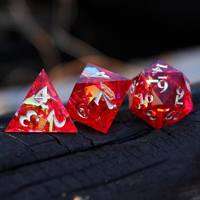 Sharp Edge Resin 7 Pc Red Dice | Dungeons & Dragons, Pathfinder Etc ...