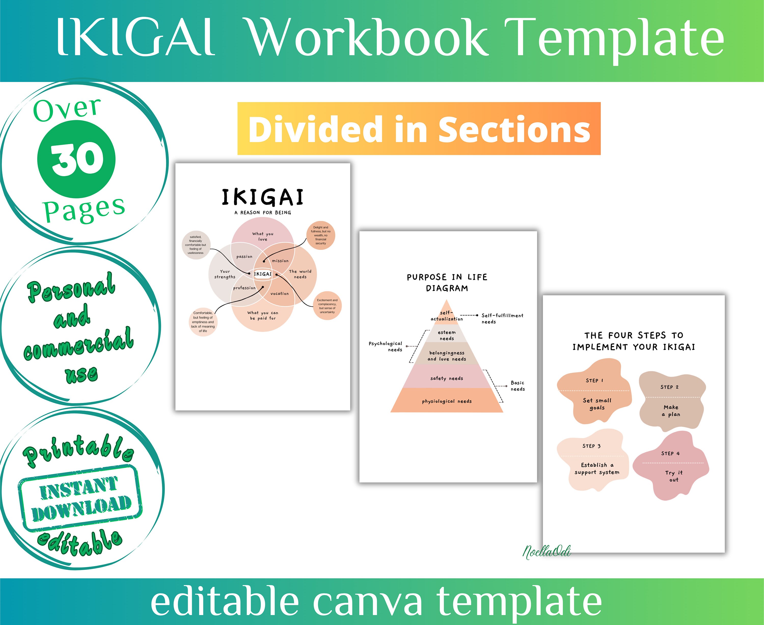 Ikigai Workbook Ikigai Worksheet Ikigai Planner Ikigai - Etsy Australia