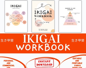 Ikigai Workbook Ikigai Worksheet Ikigai Planner Ikigai Ikigai Template Self Care Plannerkaizen ...