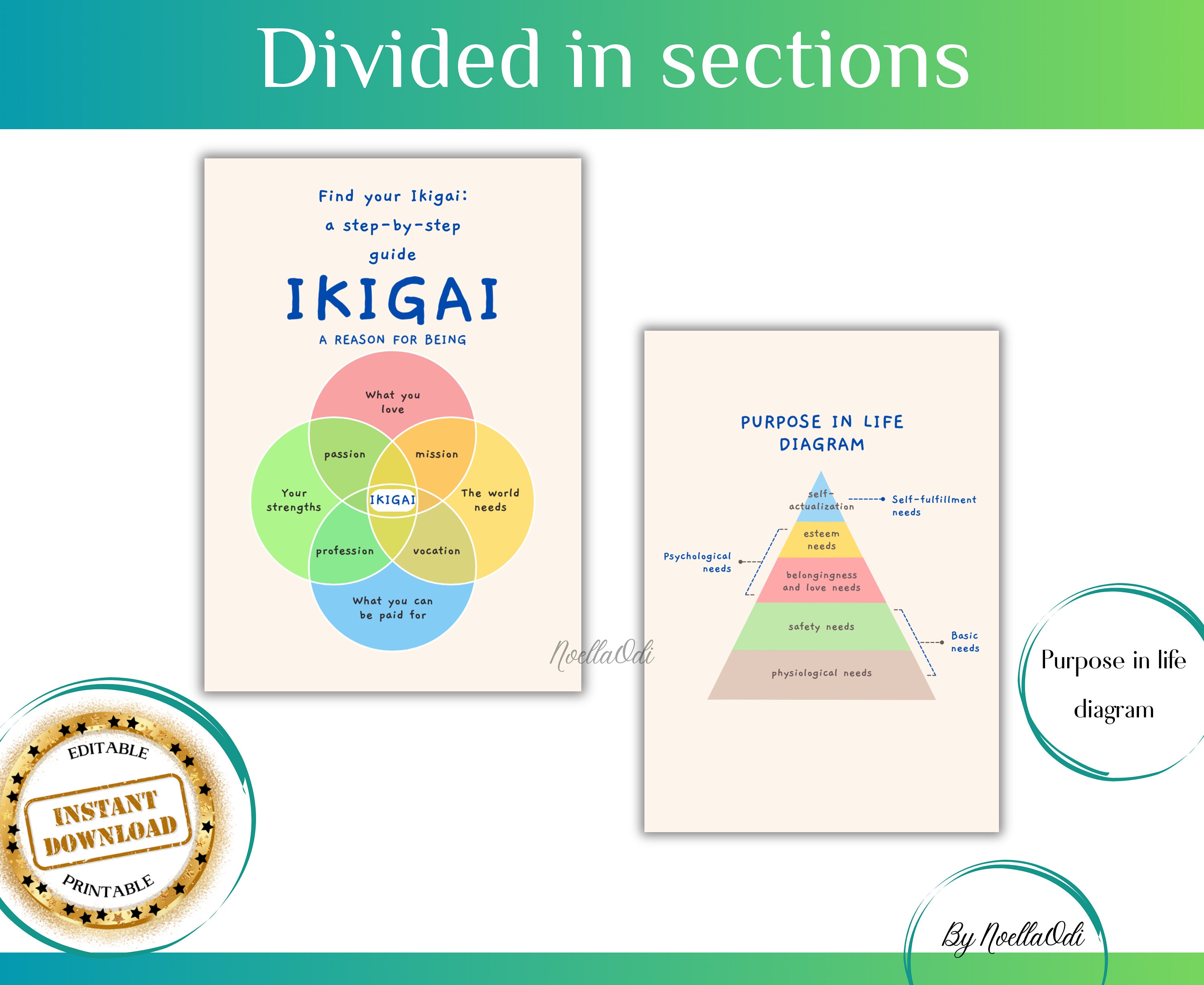 Ikigai Workbook Ikigai Worksheet Ikigai Planner Ikigai - Etsy Australia
