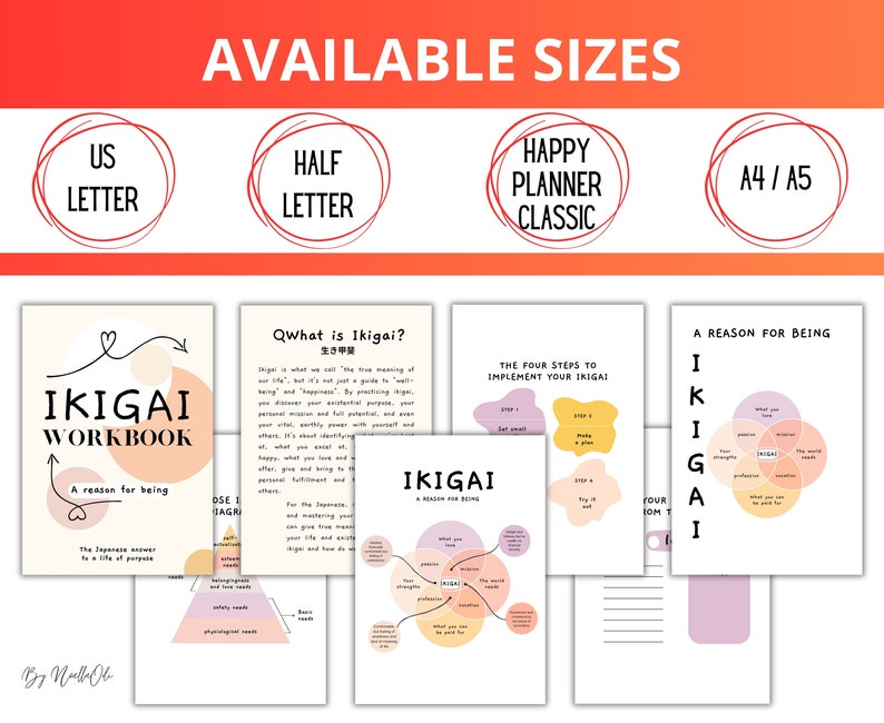 Ikigai Workbook Ikigai Worksheet Ikigai Planner Ikigai Ikigai Template Self Care Plannerkaizen ...