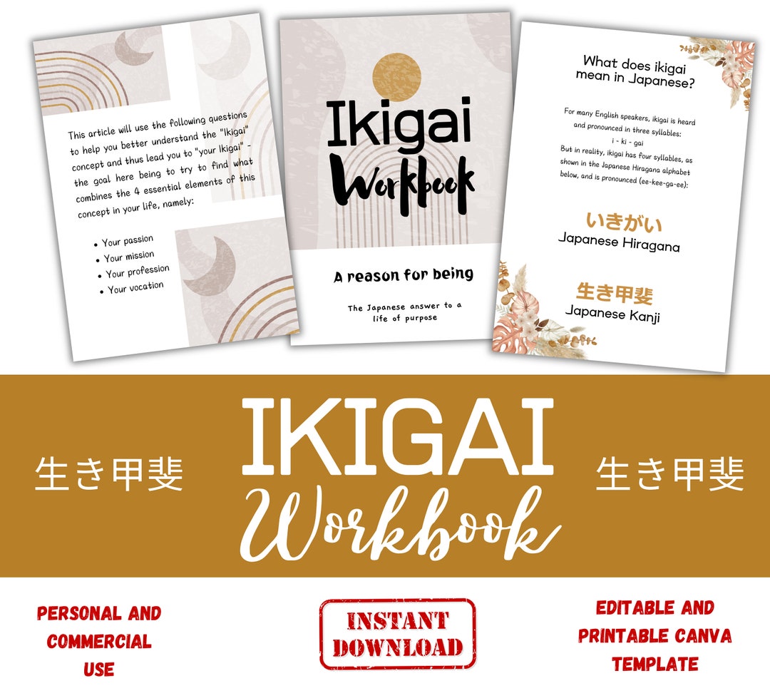 Ikigai Workbook Ikigai Worksheet Ikigai Planner Ikigai Ikigai Template ...