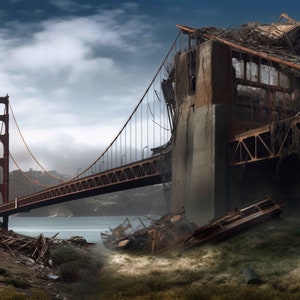 Printable Golden Gate Bridge | Post Apocalyptic | Desotropic | Post War ...