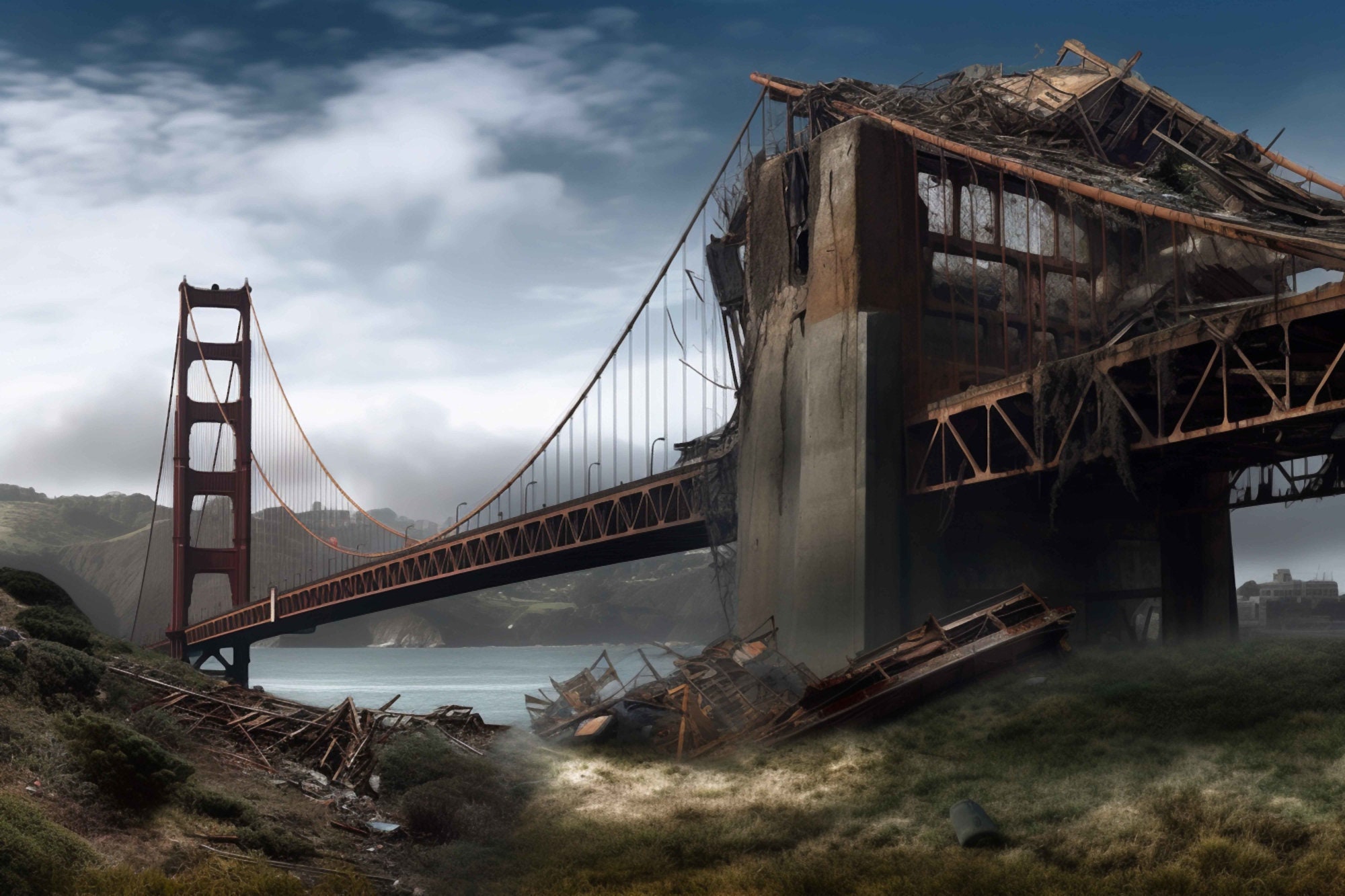 Printable Golden Gate Bridge | Post Apocalyptic | Desotropic | Post War ...