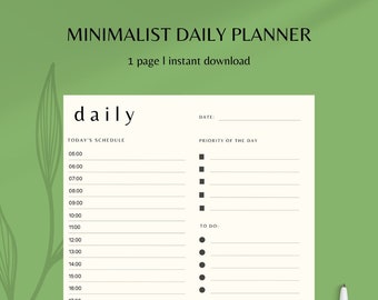 Digital Daily Planner, Printable, Minimalist, to Do List - Etsy