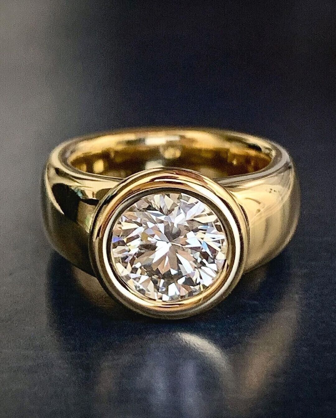 Vintage Men' 3CT Lab-created Round Cut Diamond Pinky Ring 14K Yellow ...