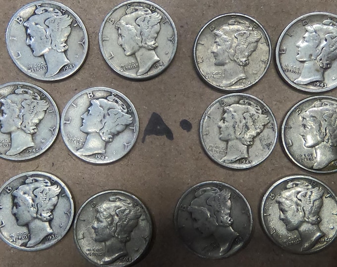 12 Mercury Dimes Silver All Different Dates Actual Coins in Photo - Etsy