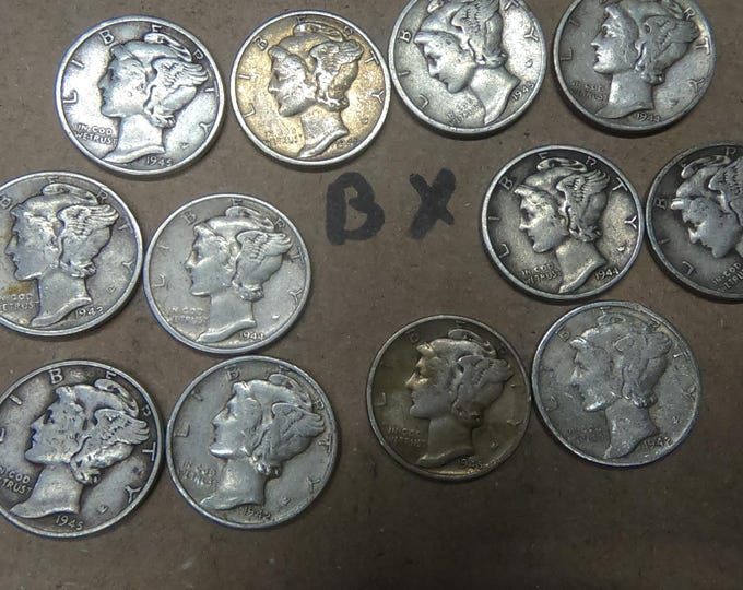 12 Mercury Dimes Silver All Different Dates Actual Coins in Photo - Etsy