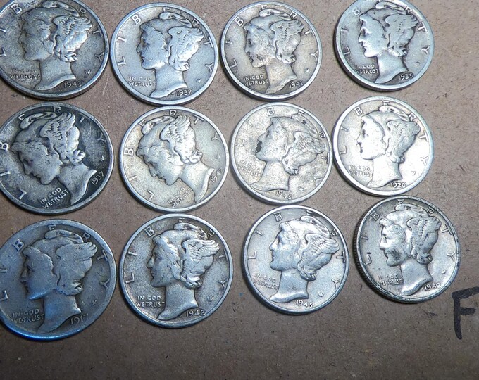 12 Mercury Dimes Silver All Different Dates Actual Coins in Photo - Etsy