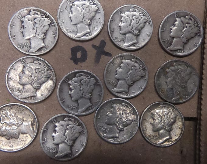 12 Mercury Dimes Silver All Different Dates Actual Coins in Photo - Etsy
