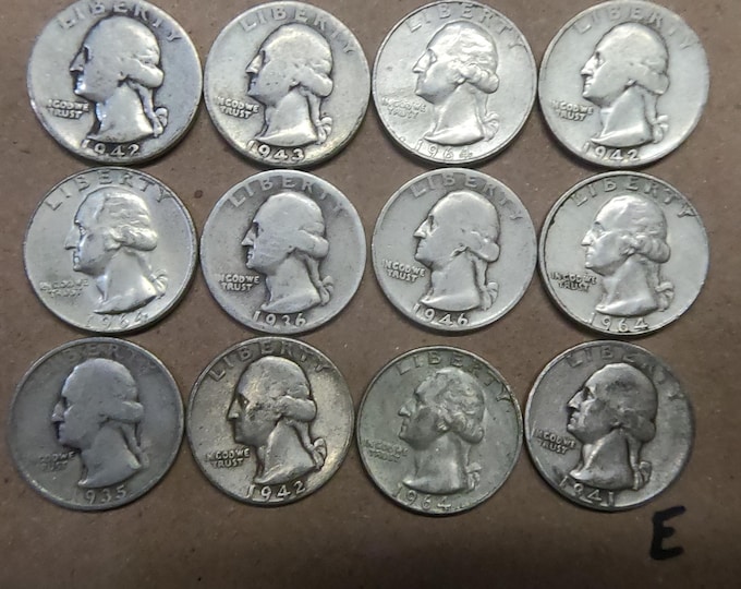 12 Washington Quarters Silver All Different Dates Actual Coins in Photo ...
