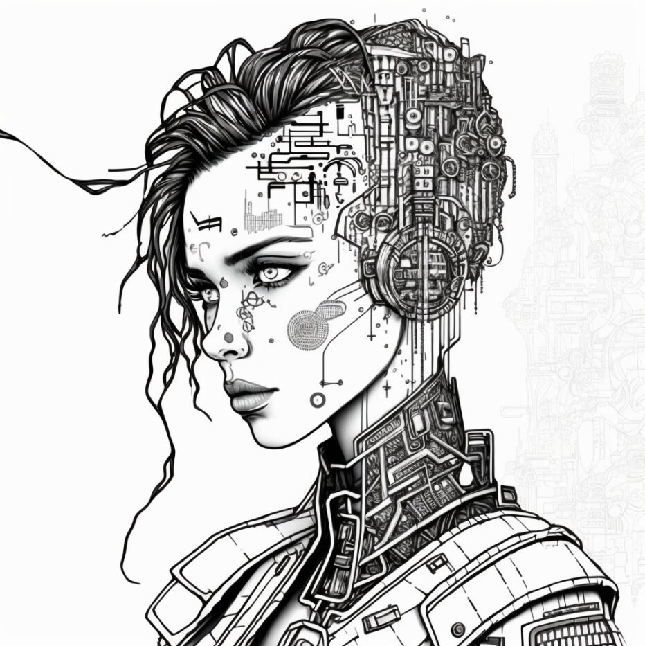Cyberpunk Woman Coloring Page - Etsy
