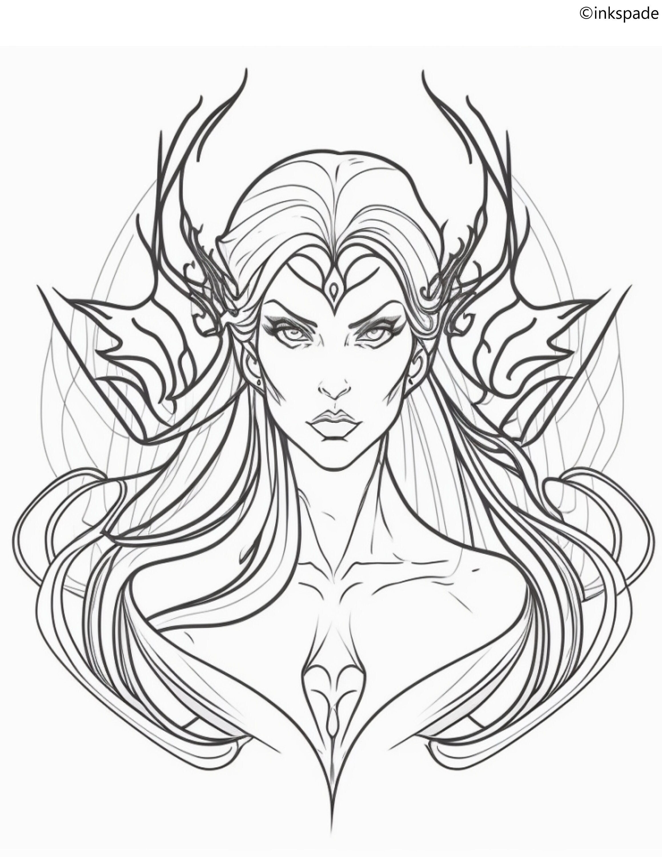 Demoness Coloring Page - Etsy