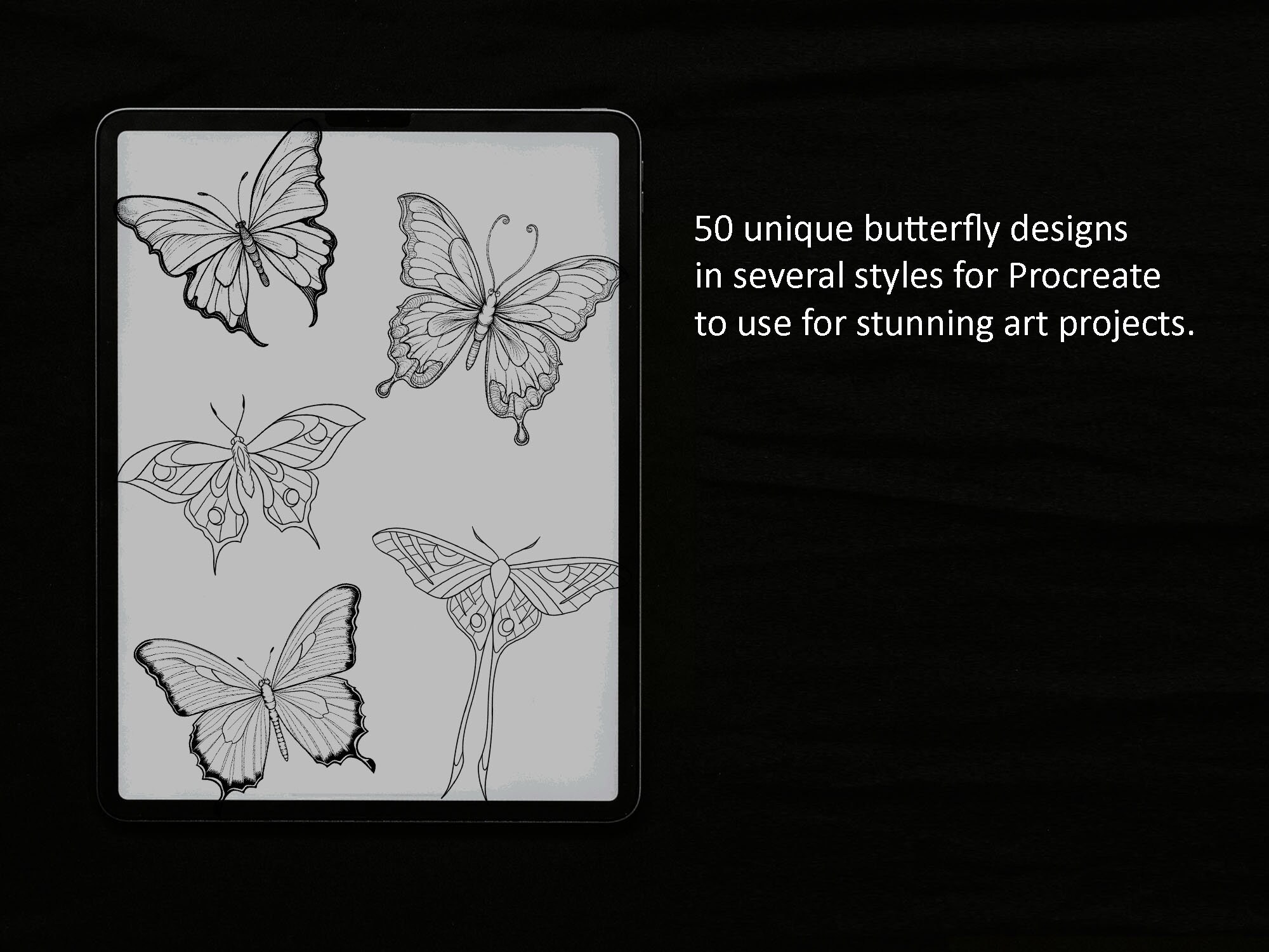 Procreate - Butterfly Tattoo Designs - Fineline Butterflies - Procreate ...