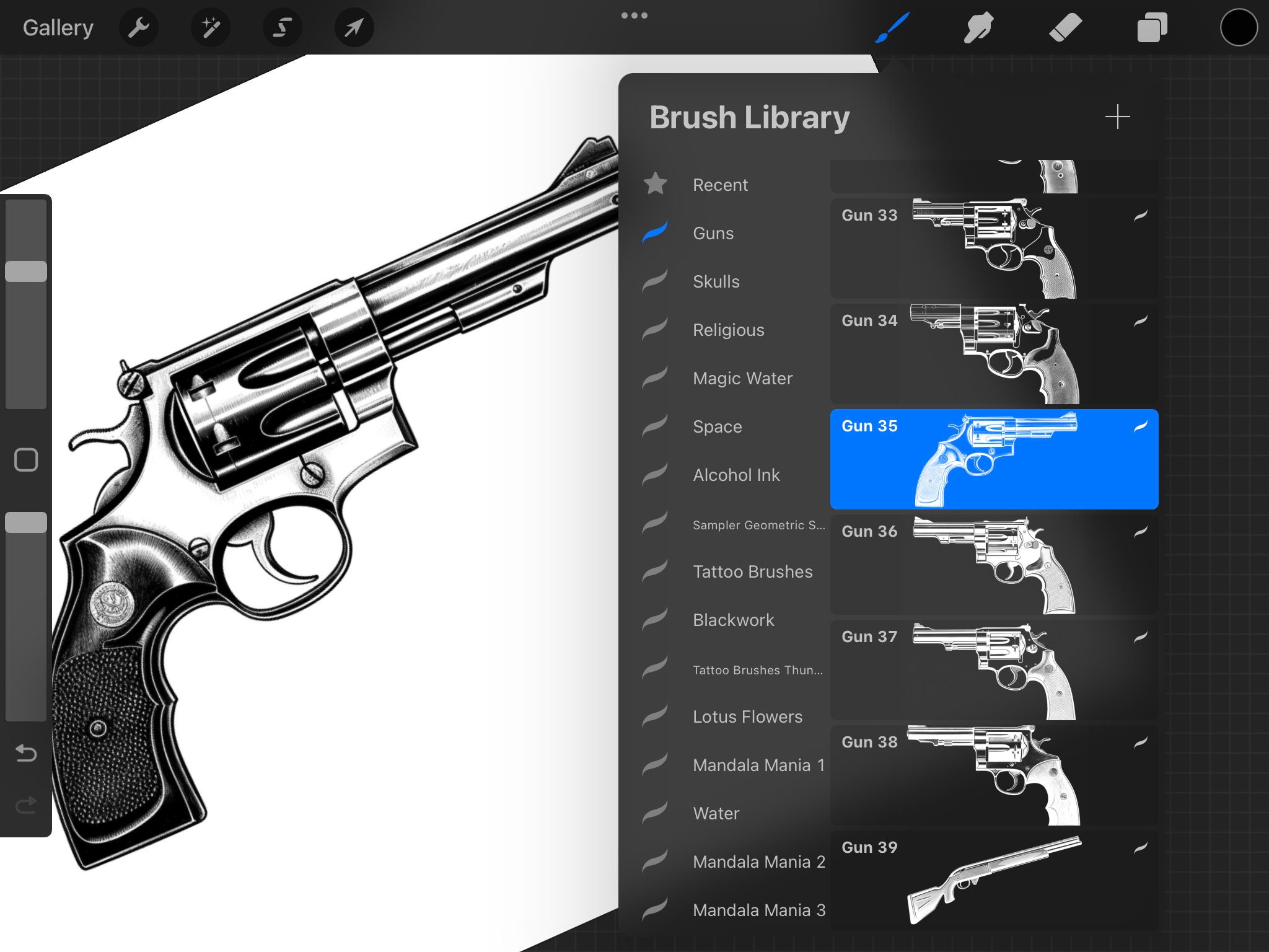 Procreate - 50 Guns - Gun Stamps, Pistol, Revolver, Rifle, Guns ...