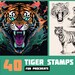Procreate 40 Tiger Stamps Tiger Tattoo Designs, Procreate Brushes - Etsy