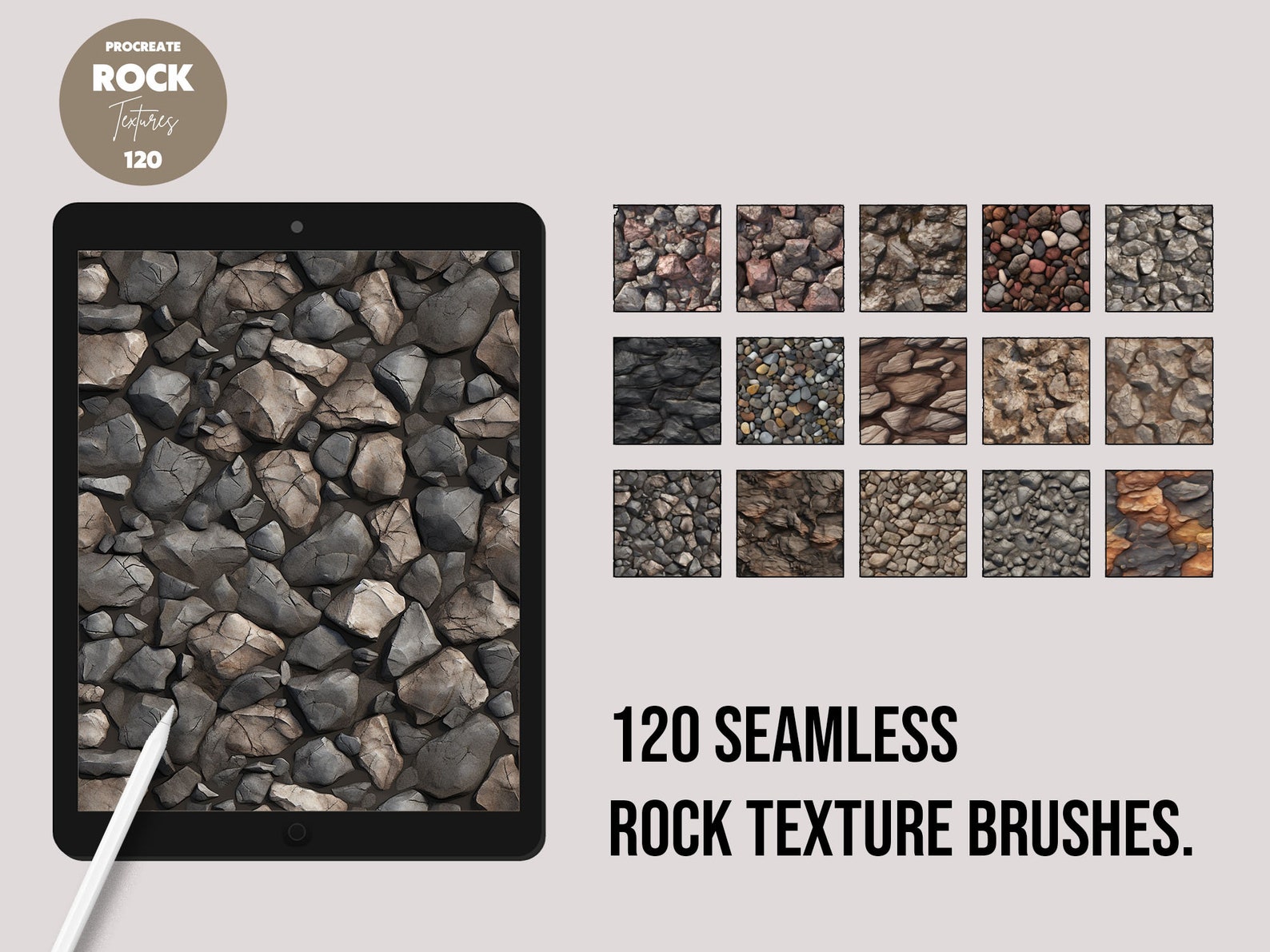 Procreate - 120 Rock Texture Brushes - Seamless Rock and Stone Textures ...