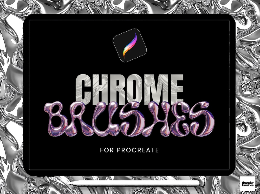 Chrome Brushes for Procreate: Abstract Texture Brushset (digital ...