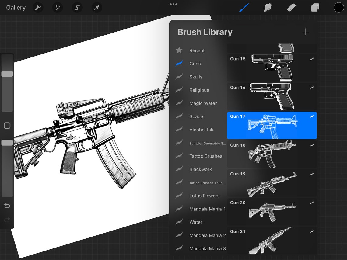 Procreate - 50 Guns - Gun Stamps, Pistol, Revolver, Rifle, Guns ...