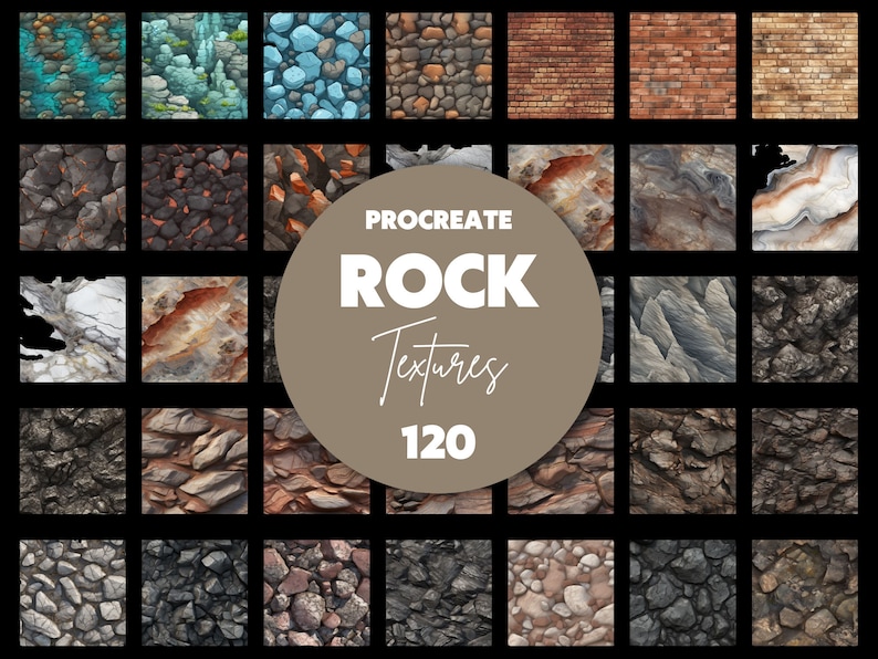 Procreate - 120 Rock Texture Brushes - Seamless Rock and Stone Textures ...