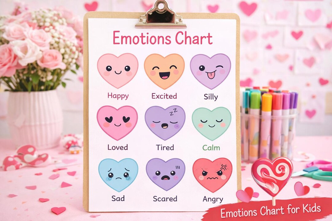 Feelings Board for Kids | Valentine Edition | Heart Emotion Chart ...
