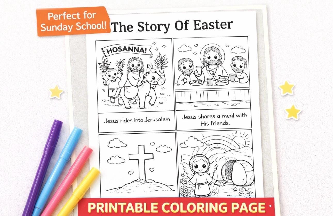 Christian Easter Coloring Pages | Sunday School Activity (PDF Printable ...