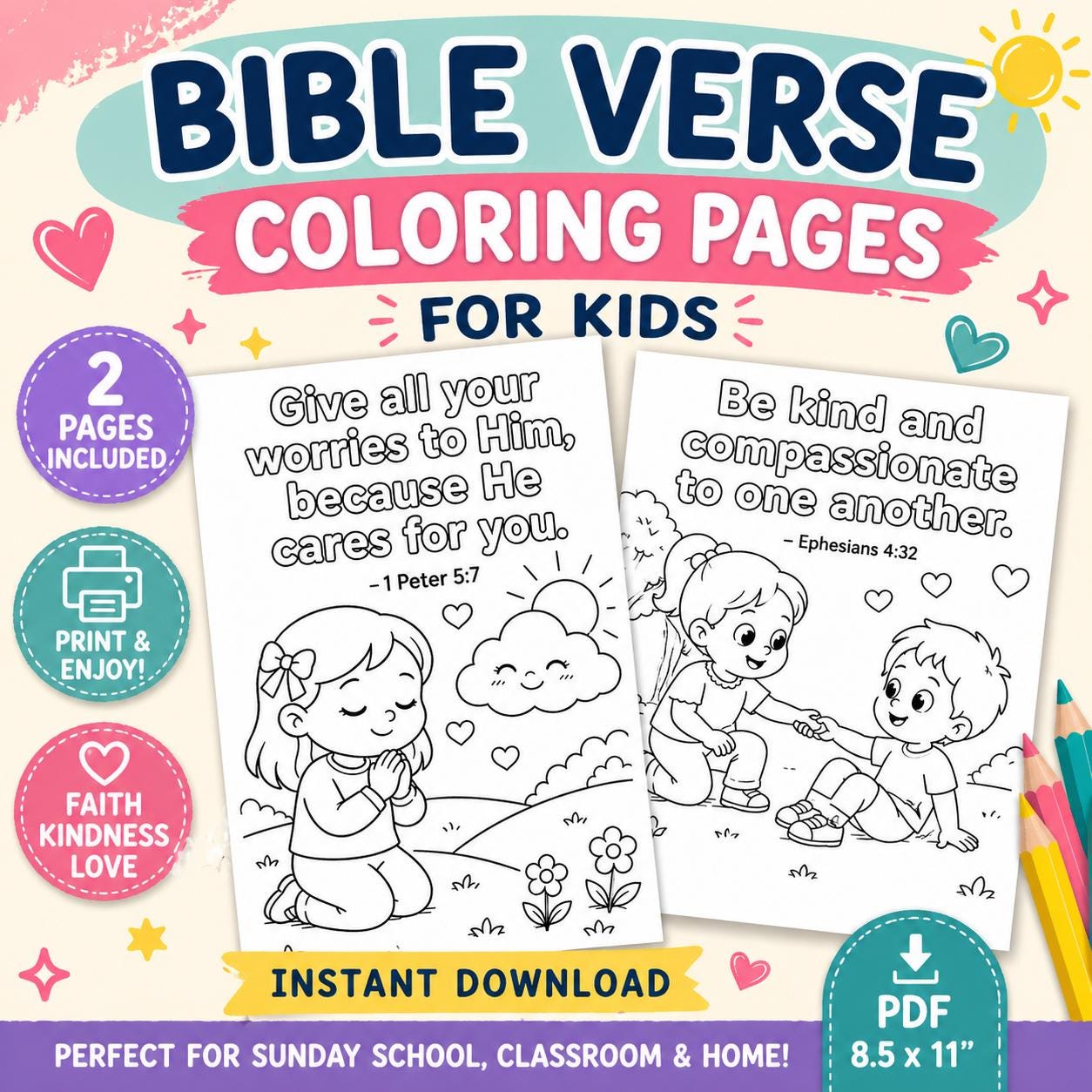Bible Verse Coloring Pages for Kids | Christian Coloring Sheets ...