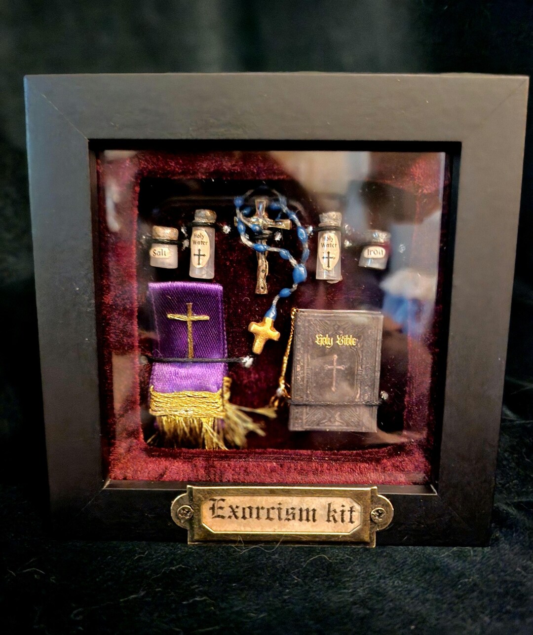 Miniature Exorcism Kit in Shadow Box Art | Handmade Spooky Decor ...