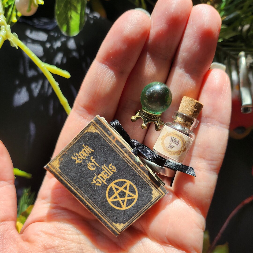 Miniature Witch Spell Kit: Handmade Broom, Book, Crystal Ball & Wish ...