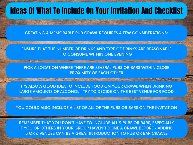 Custom Pub Crawl Invitations and Checklist for the Ultimate - Etsy