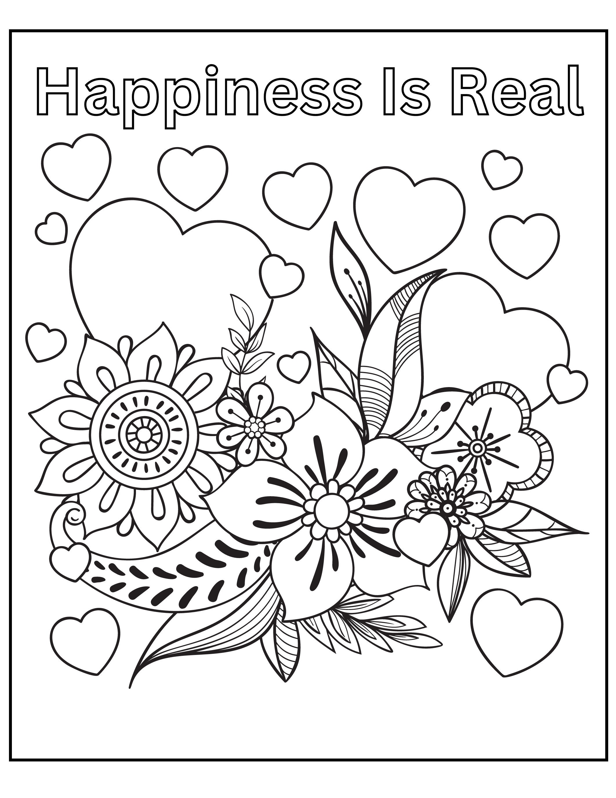 Happiness Coloring Page - Etsy Happiness Coloring Page - Etsy