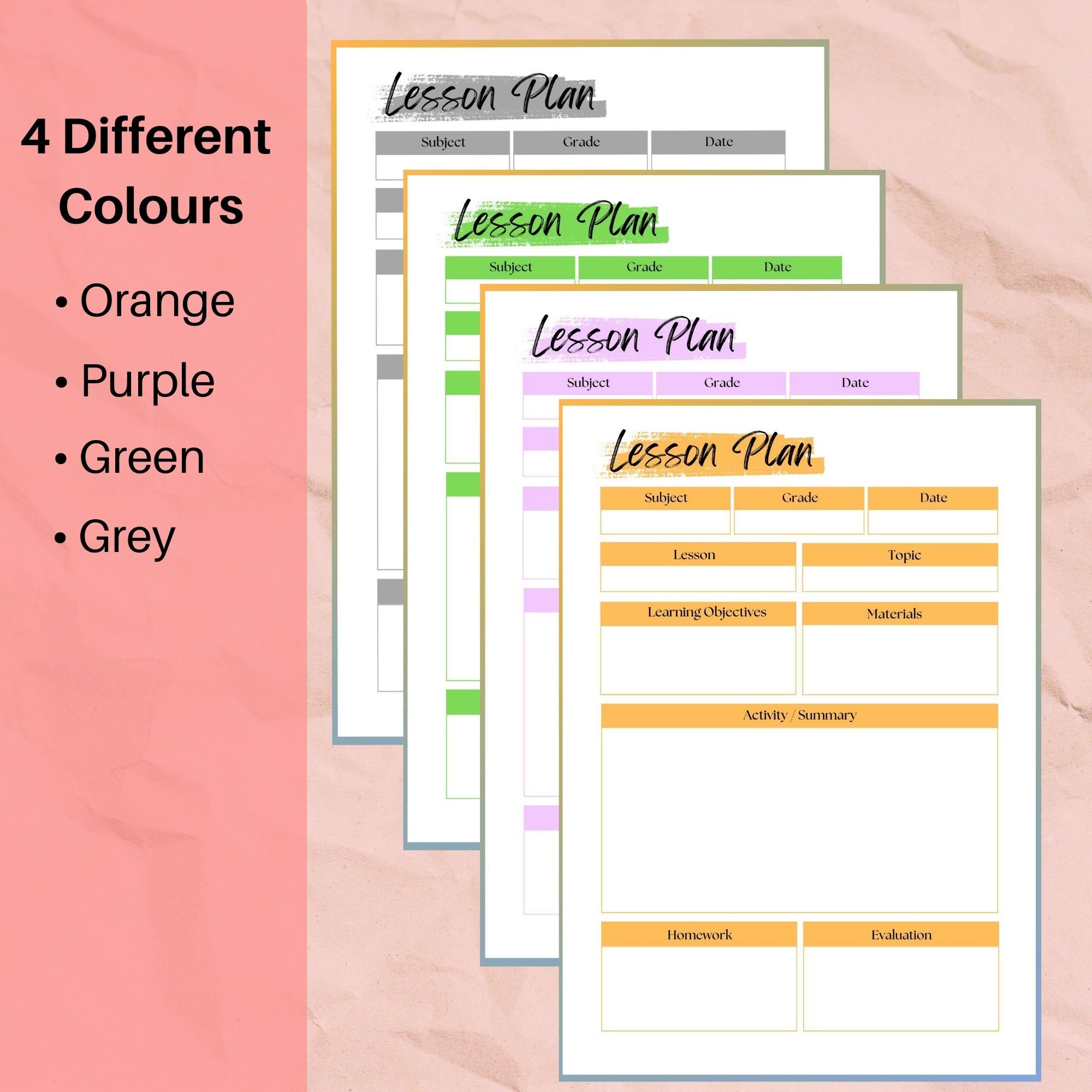 Simple Lesson Plan Template, Printable Lesson Planner | Daily, Weekly ...