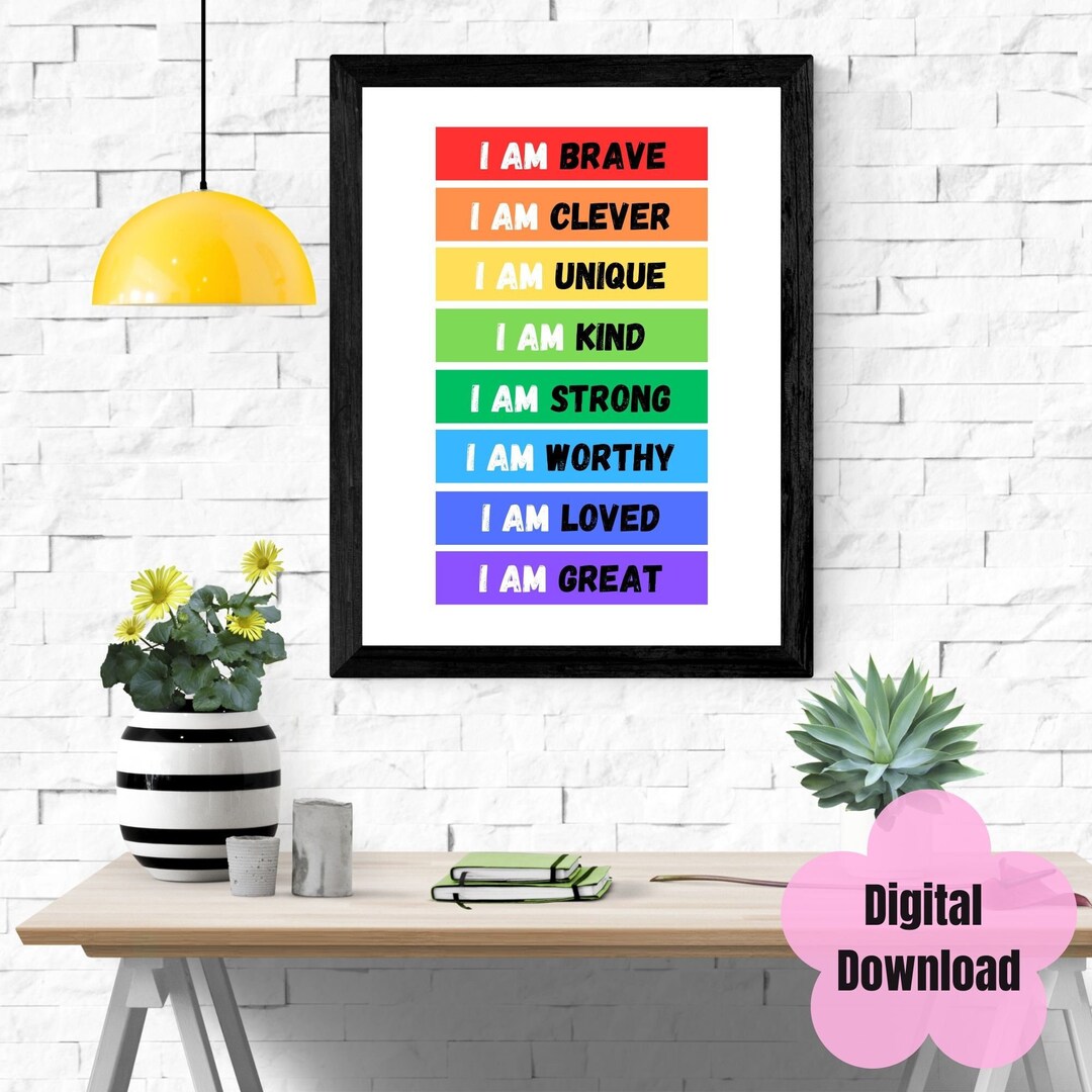 A Rainbow of Self-love Affirmation Printable Wall Art for Kids ...